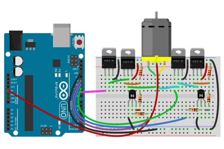 Motorsteuerung mit einer MOS-FET Brücke – Arduino Tutorial