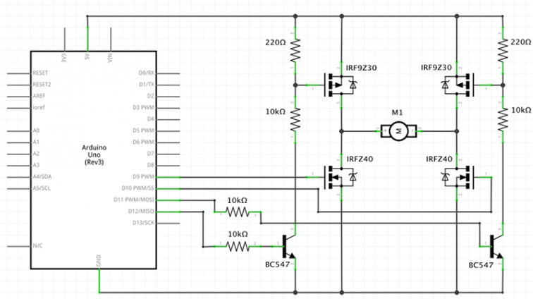 Motorsteuerung mit einer MOS-FET Brücke – Arduino Tutorial