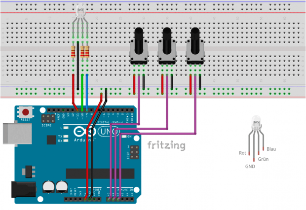 So steuerst du Arduino RGB-LEDs – Beschreibung, Schaltung, Code