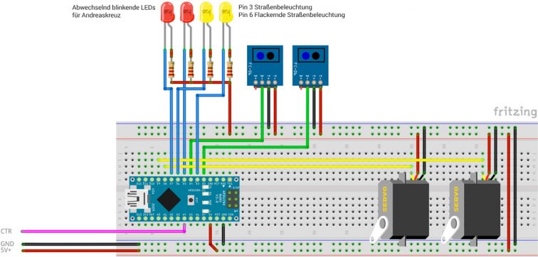RailFX – Bahnübergang mit Arduino – Tutorial: Arduino, Servos, LEDs