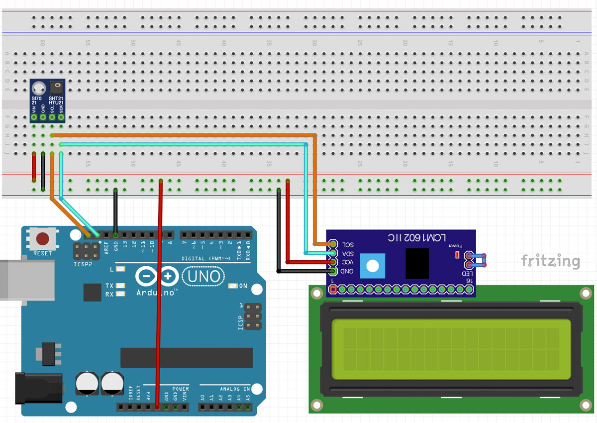 Wetterstation mit Arduino GY-21 (SHT 21 HTU21 SI7021) und LCD – Arduino ...